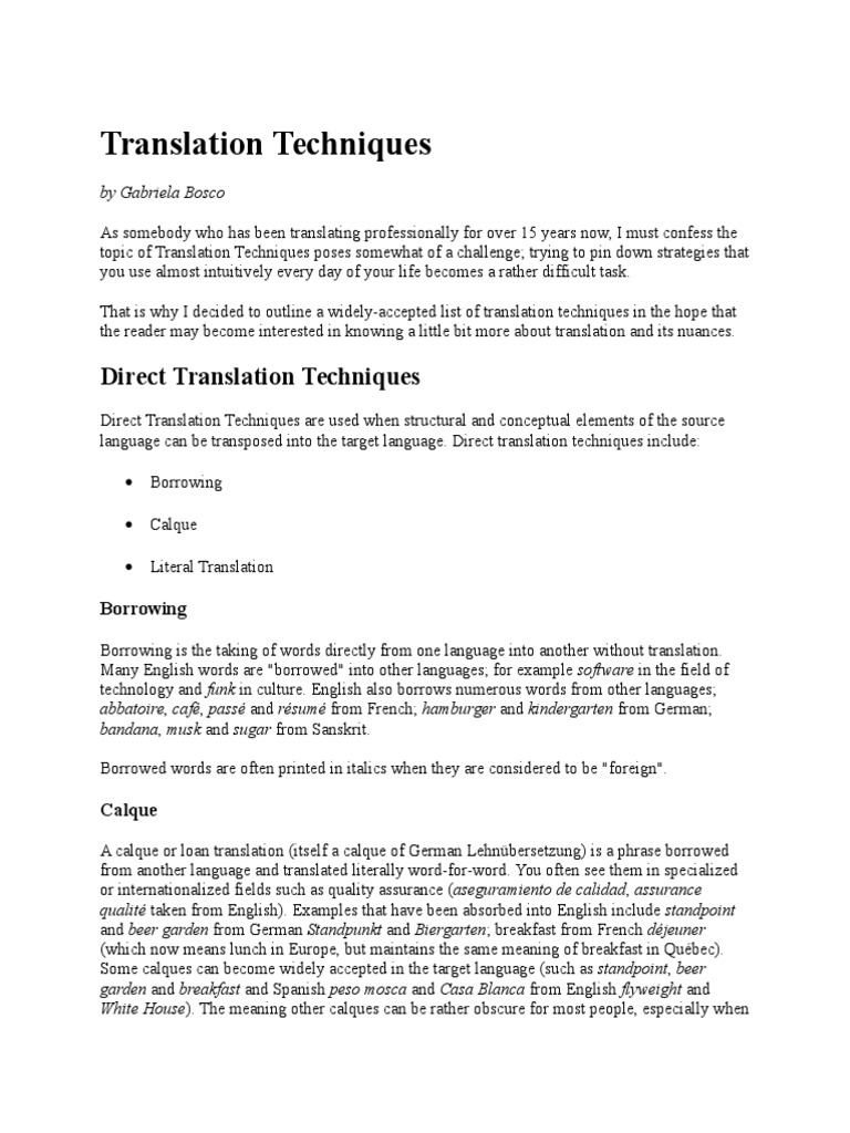 Translation Techniques | PDF | Translations | Idiom