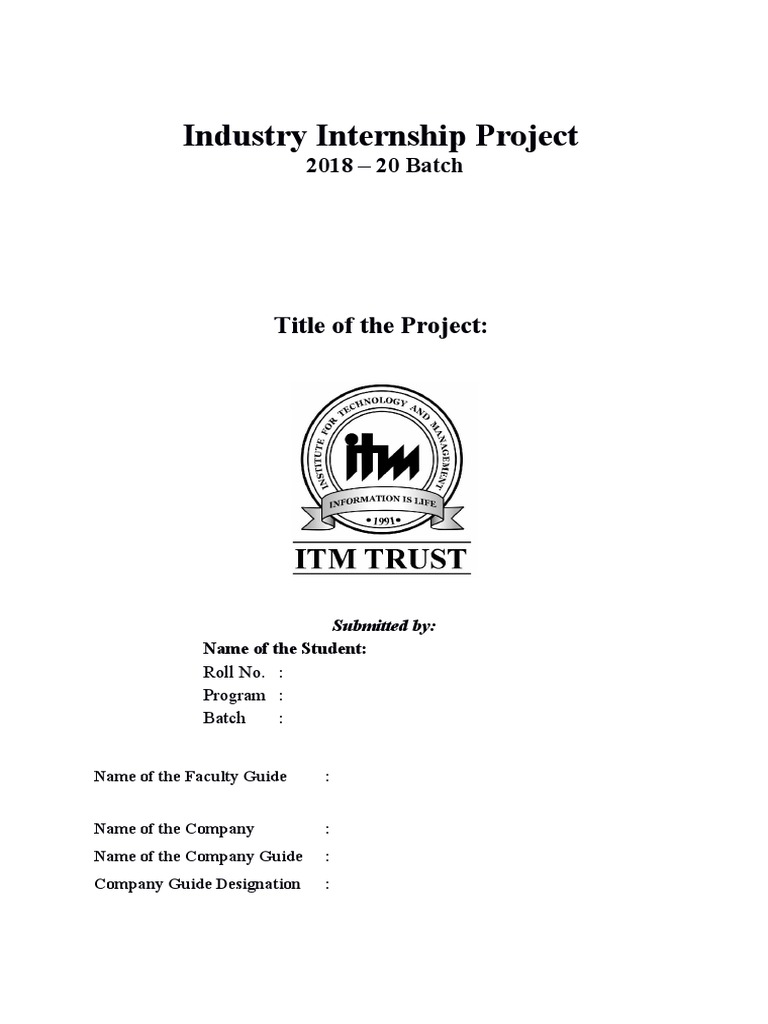 Industry Internship Project: Title of The Project | PDF