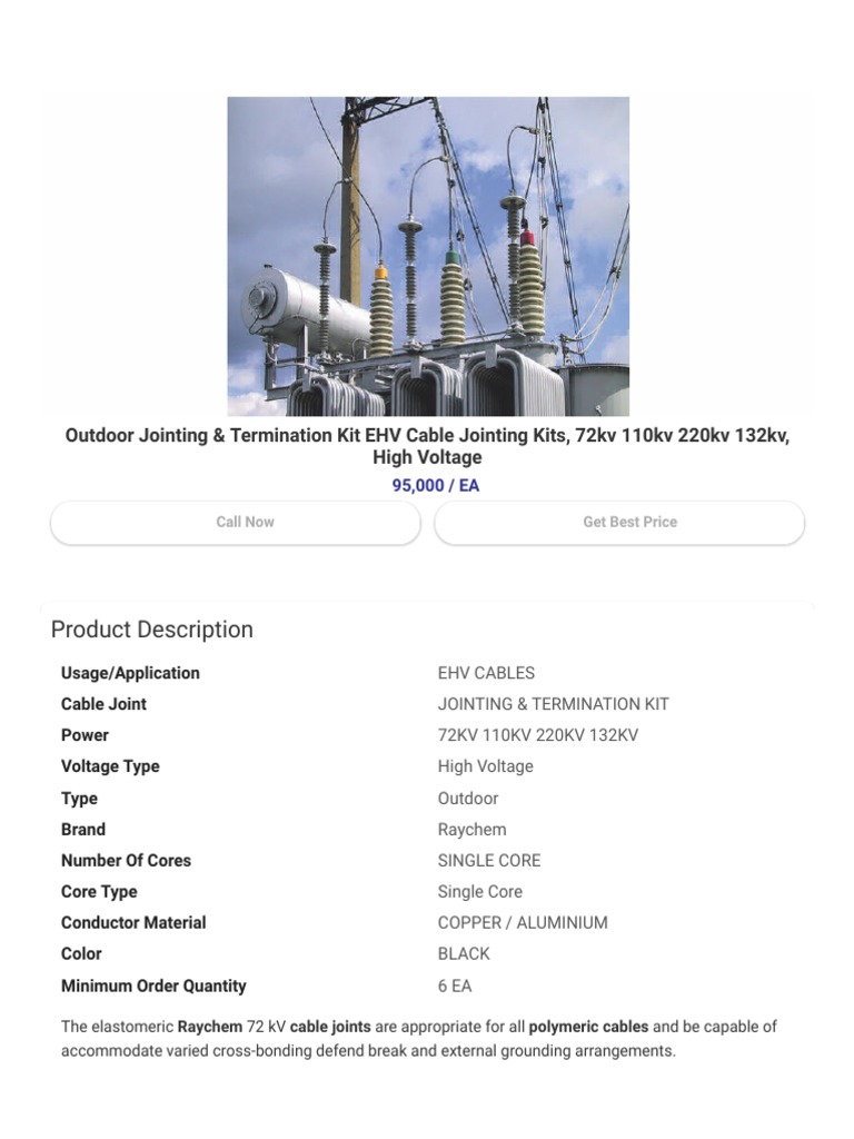 Outdoor Termination of HV Cable | PDF | High Voltage | Electrical ...