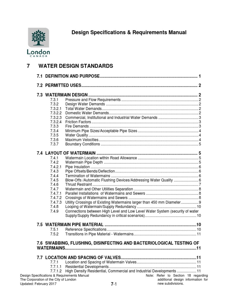 7 Water Design Standards: Design Specifications & Requirements Manual ...