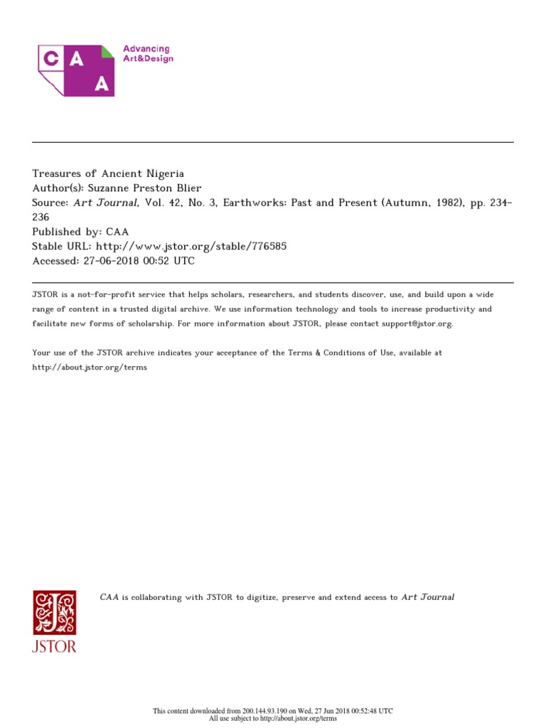 BLIER, Suzanne - Preston.treasures - Of.ancient - Nigeria.1982 | PDF ...