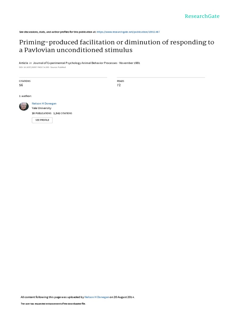 Priming UR | PDF | Classical Conditioning | Priming (Psychology)