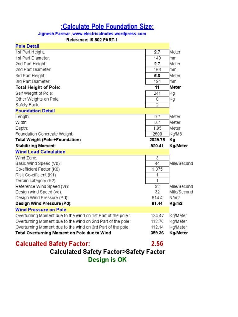 Pole Foundation Design and Calculations | PDF | Wound | Applied And ...