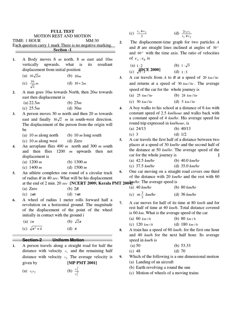 Class 9 Motion | PDF | Velocity | Speed
