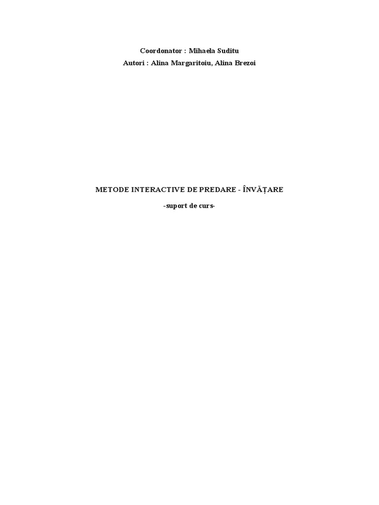 Metode Interactive de Predare-Invatare PDF | PDF