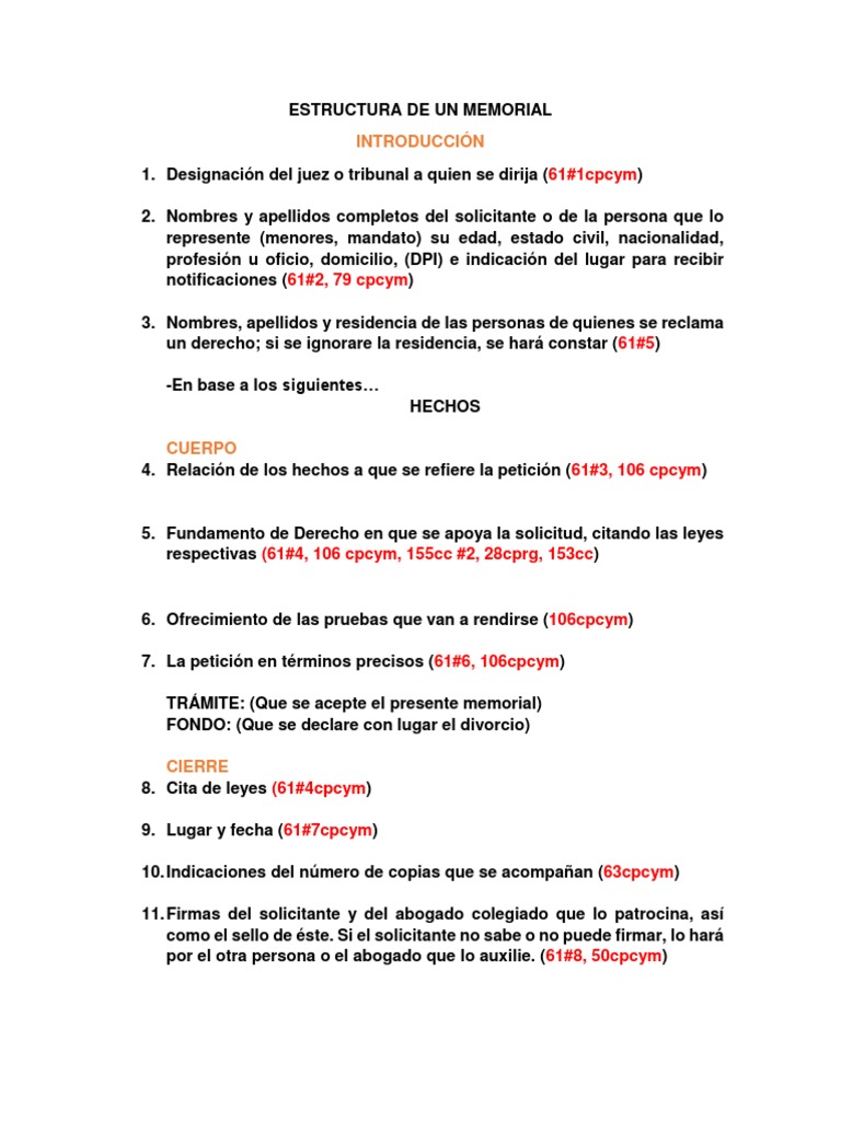 Estructura de Un Memorial