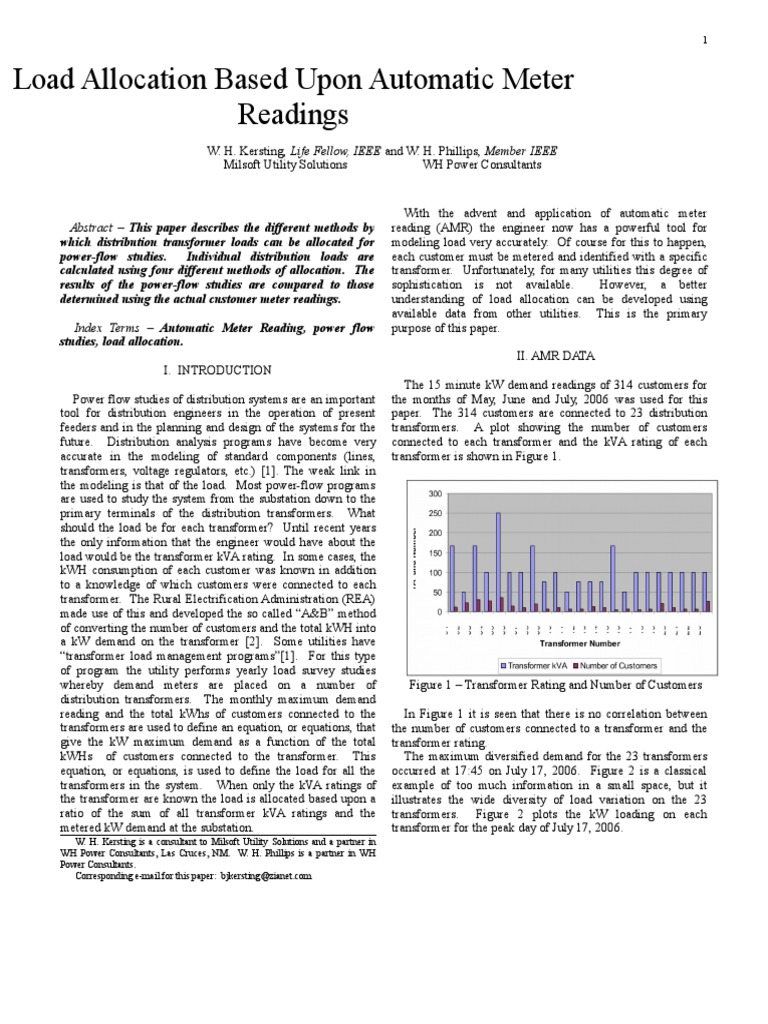 Load Allocation Based Upon Automatic Meter Readings | PDF | Kilowatt ...