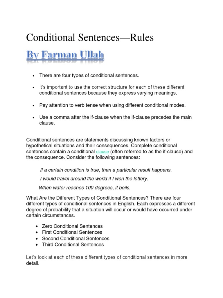 Conditional Sentences | PDF | Sentence (Linguistics) | Grammar