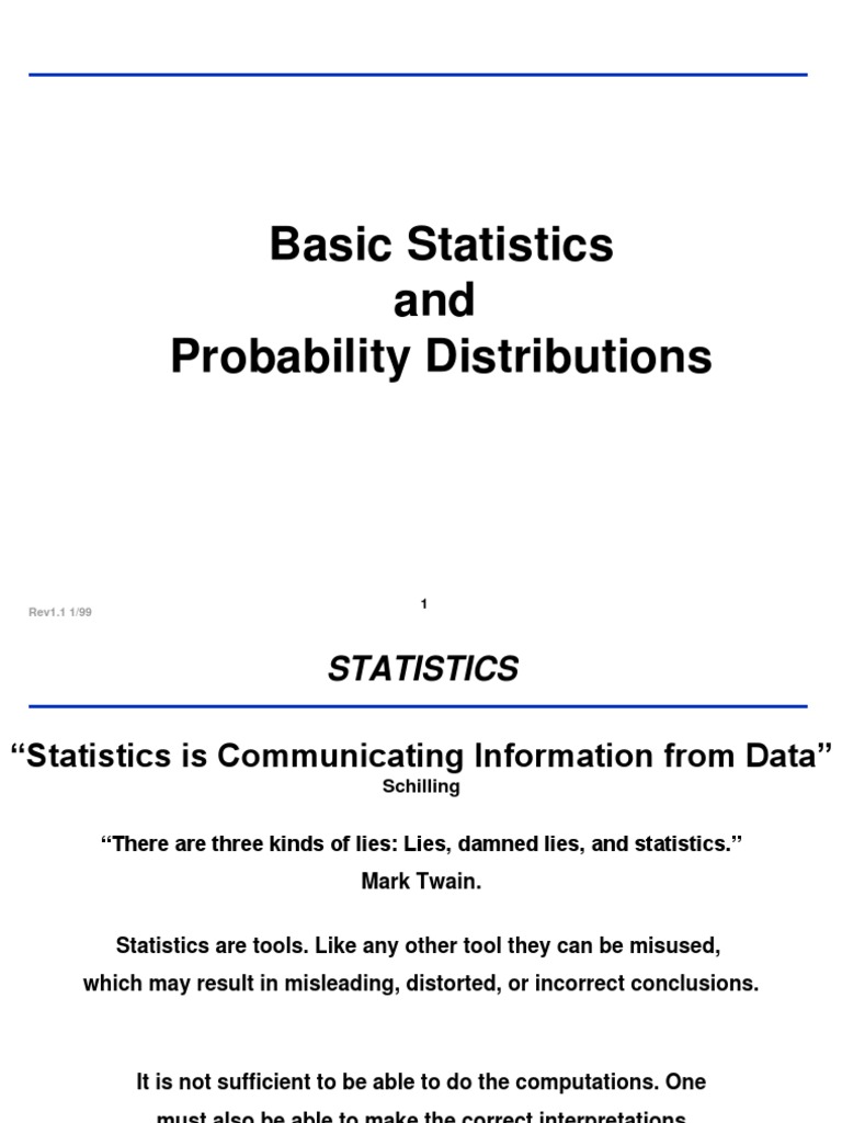 Aula1-Estatistica Basica e Probabilidade | PDF | Variance | Mean