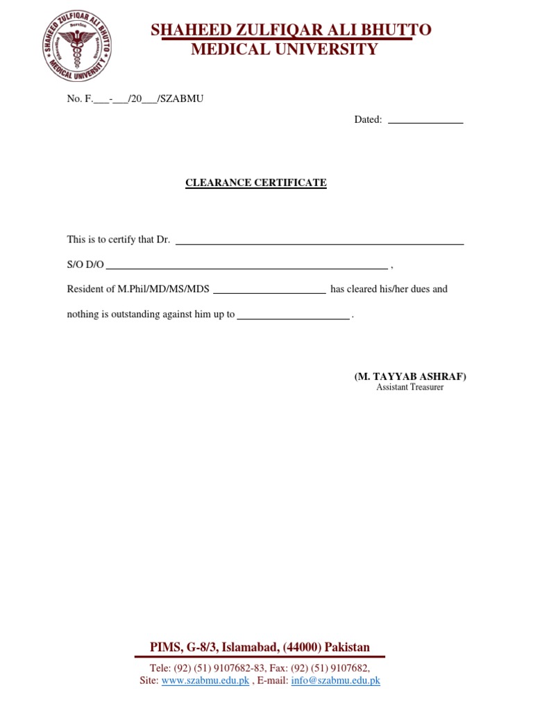Clearence Certificate | PDF
