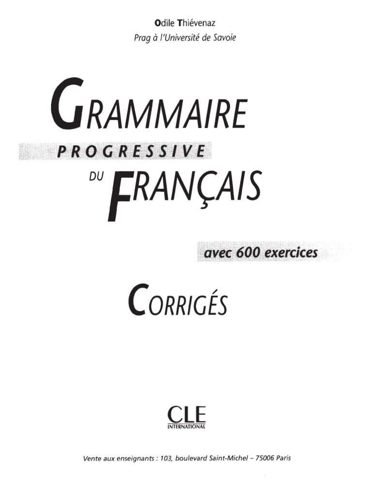 Grammaire Progressive Du Francais-Niveau Intermediaire - 600 Exercices ...