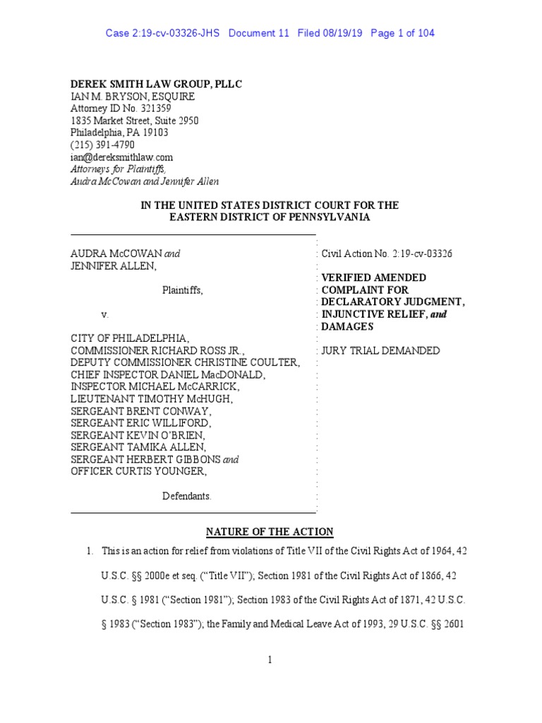 McCowan/Allen vs. City of Philadelphia Et Al. | PDF | Civil Rights Act ...