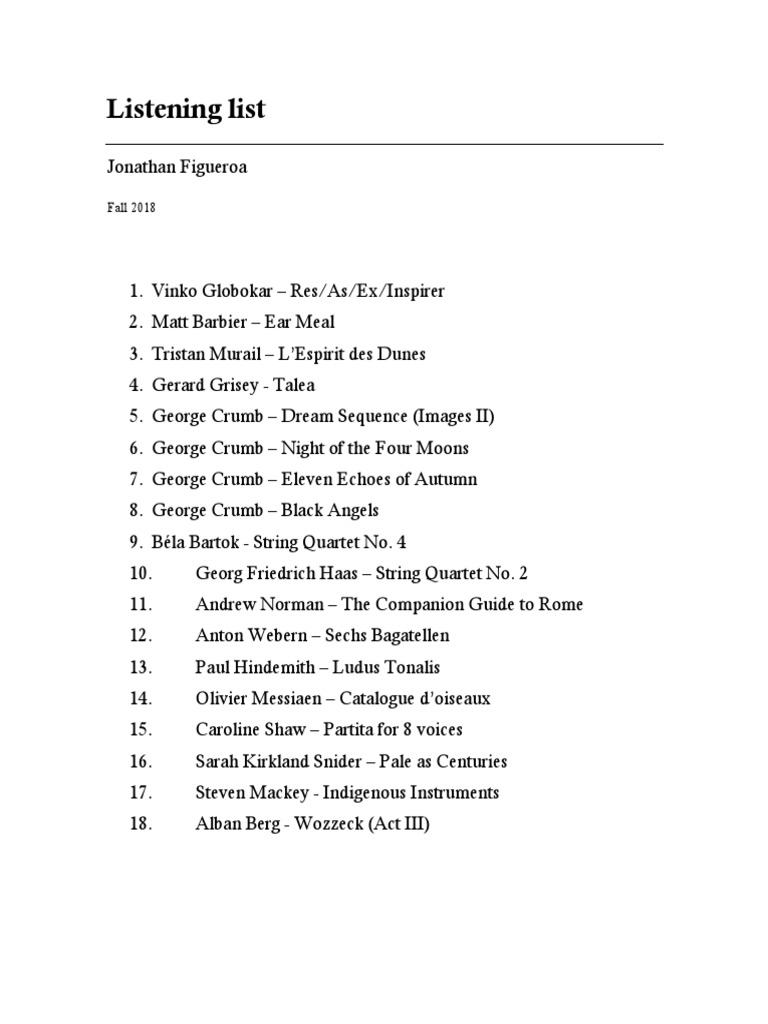 Listening List | PDF