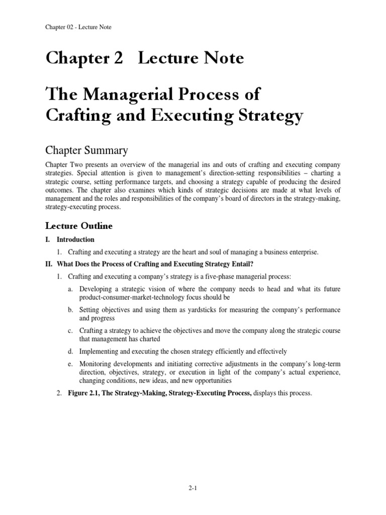 Chapter 2 Lecture Note The Managerial Process of Crafting and Executing ...