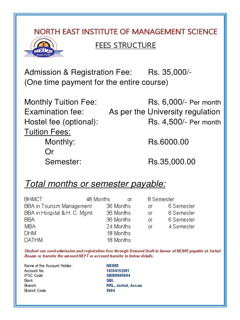 FEES Card 2018-19 | PDF