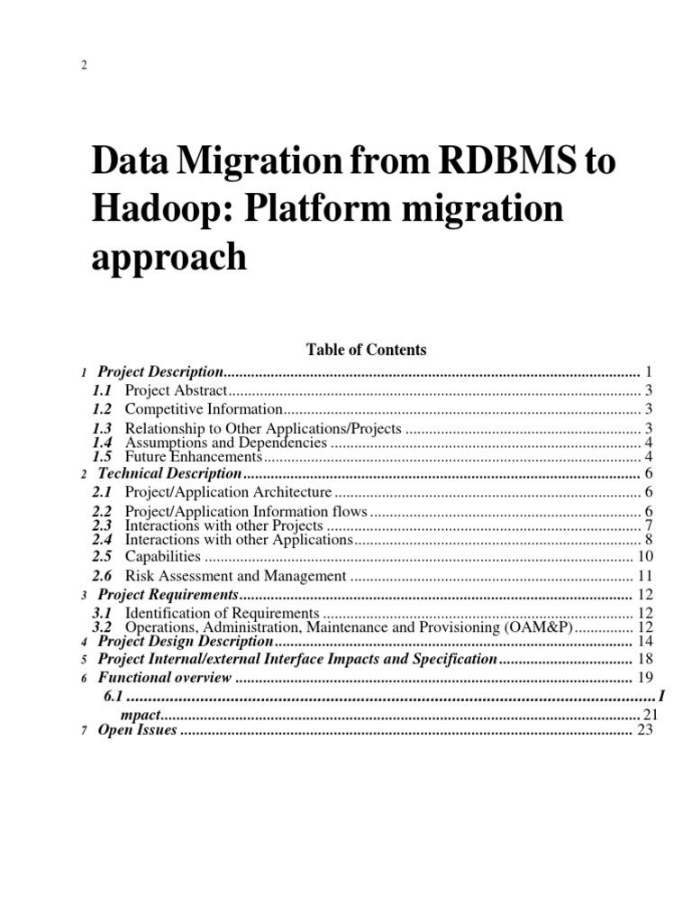 Data Migration From RDBMS To Hadoop: Platform Migration Approach | PDF ...