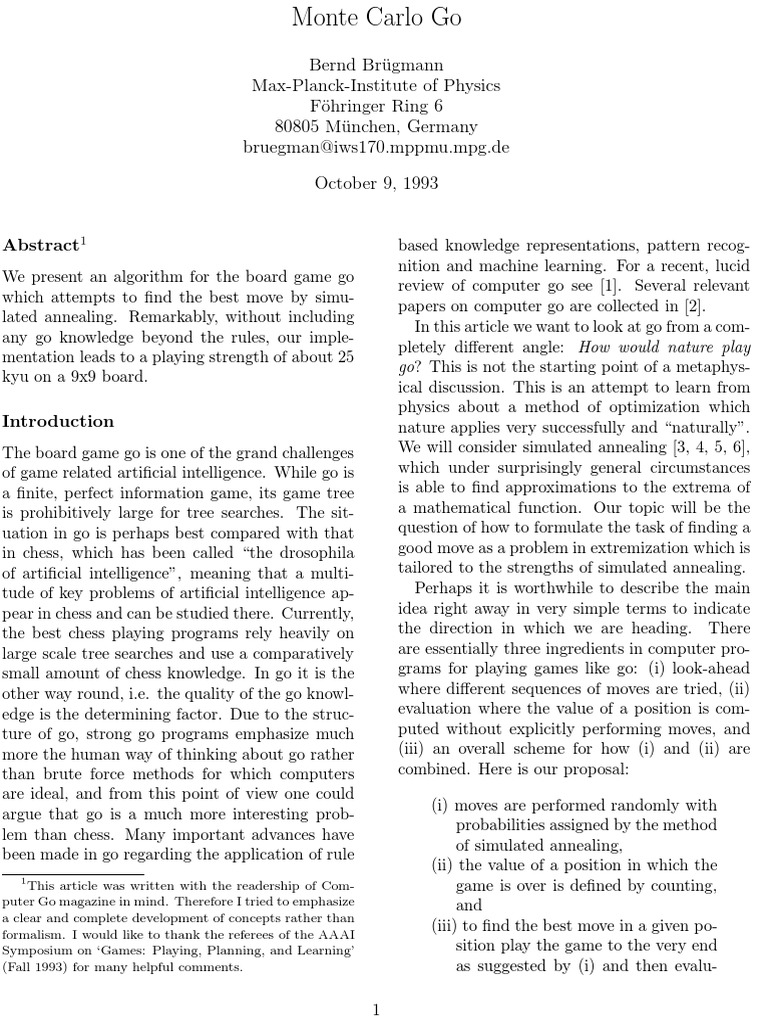 Monte Carlo Go | PDF | Monte Carlo Method | Teaching Mathematics