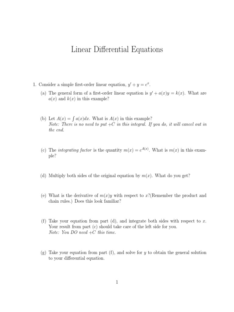 Linear Differential Equations | PDF