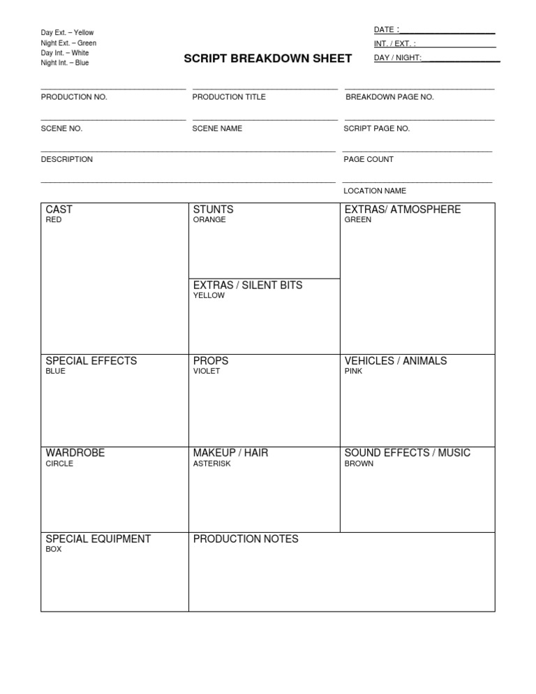 Script Breakdown Sheet | PDF