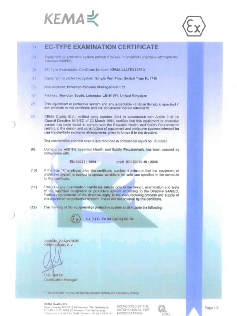 Kema 04 Atex 1175 X - en | PDF