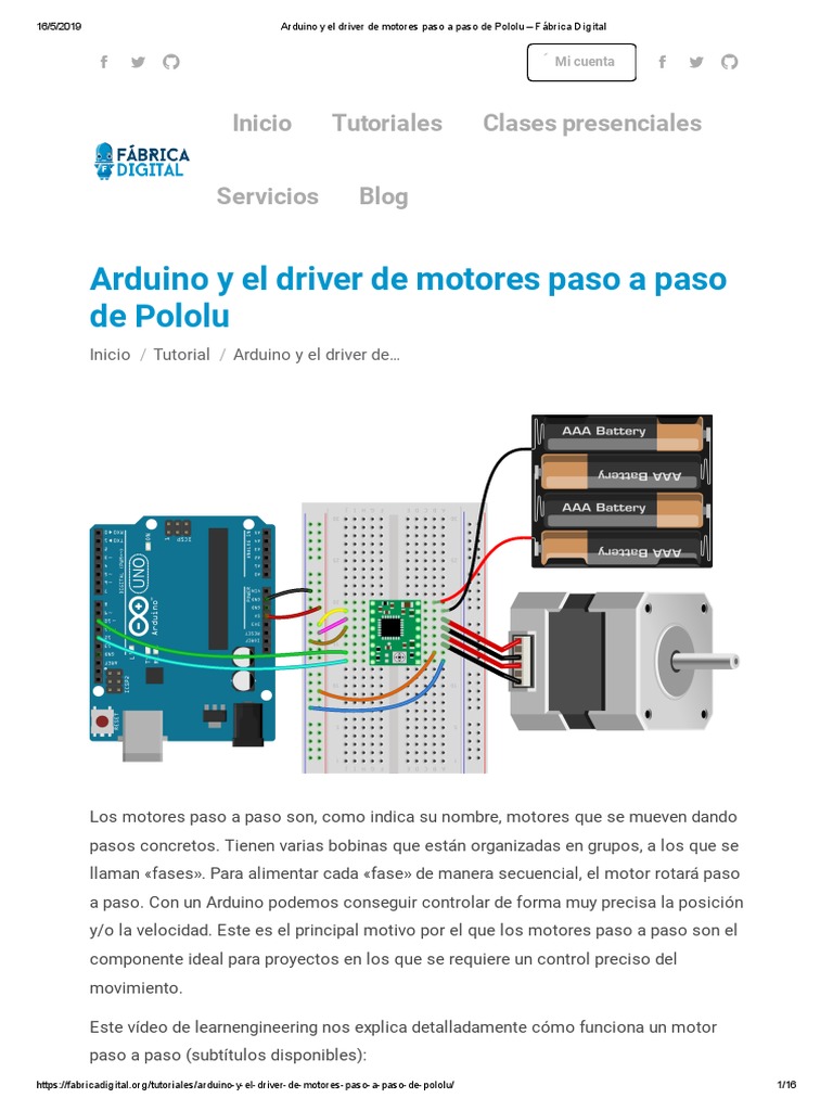 Arduino y El Driver de Motores Paso a Paso de Pololu – Fábrica Digital ...