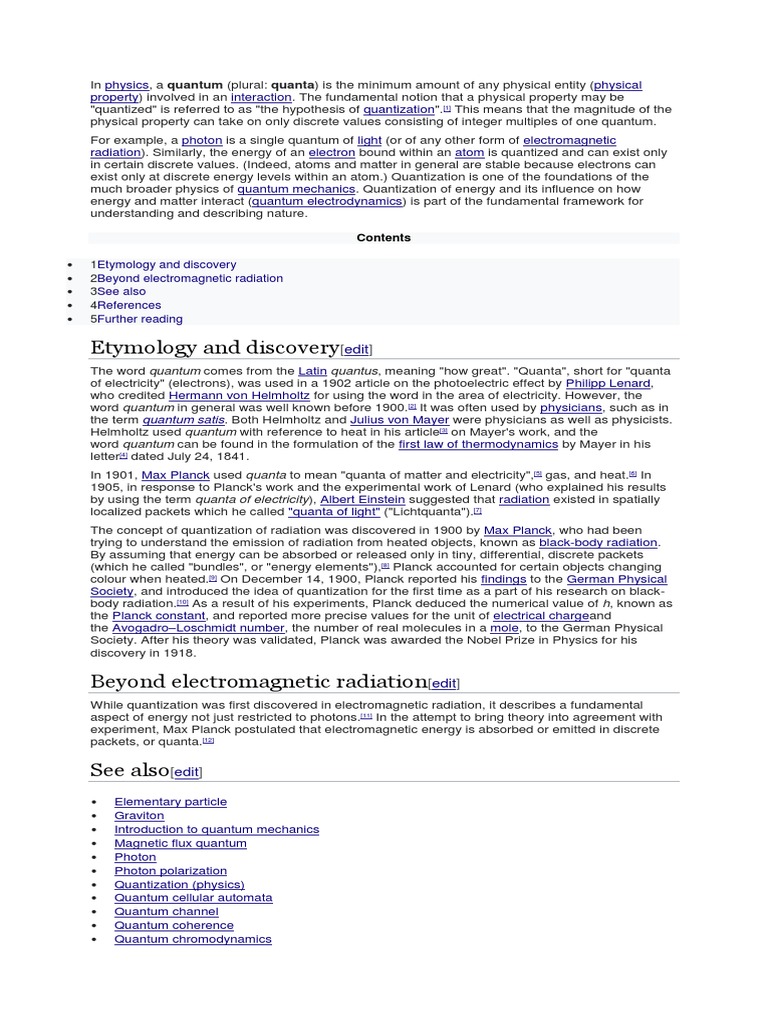 Etymology and Discovery: Quantum Quanta | Download Free PDF | Quantum ...