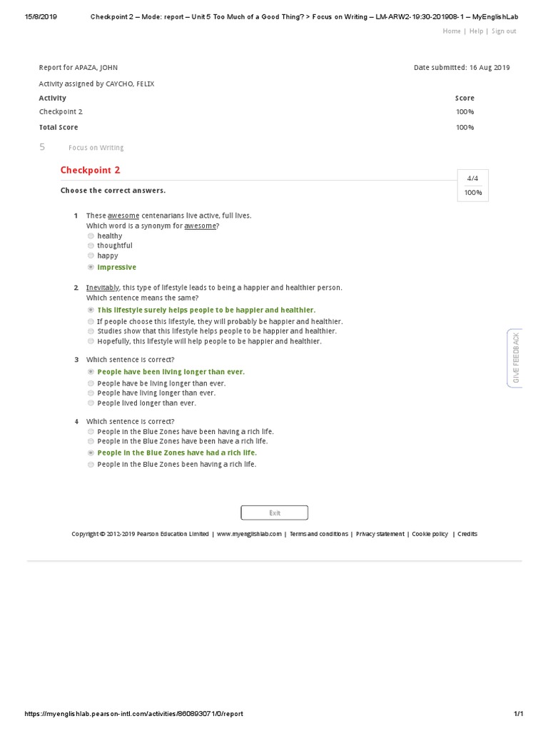 Checkpoint 2 - Mode - Report - Unit 5 Too Much of A Good Thing - Focus ...