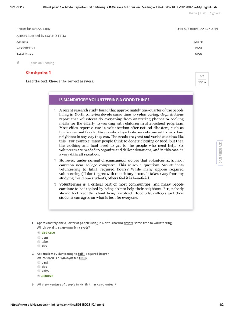 Checkpoint 1: Focus On Reading | Download Free PDF | Cognition