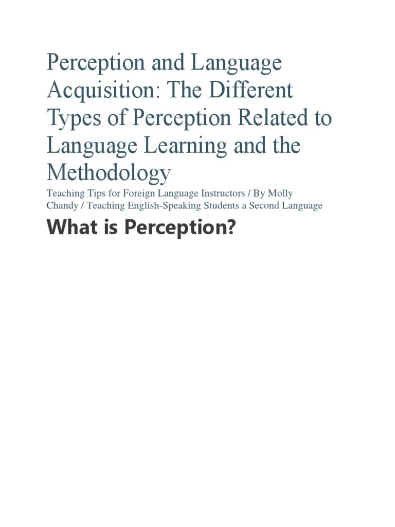 Language Learning Perception Methods | PDF | Language Acquisition ...