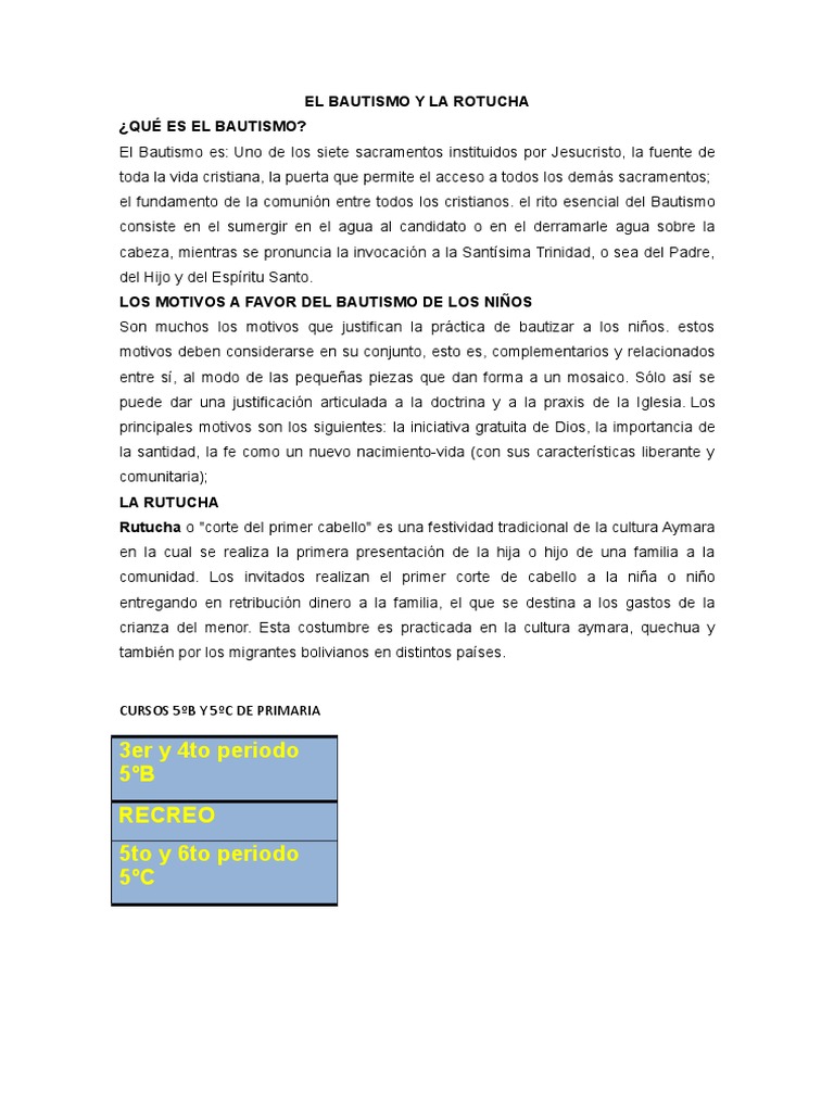 Bautismo y Rutucha en Bolivia | PDF | Religión y espiritualidad
