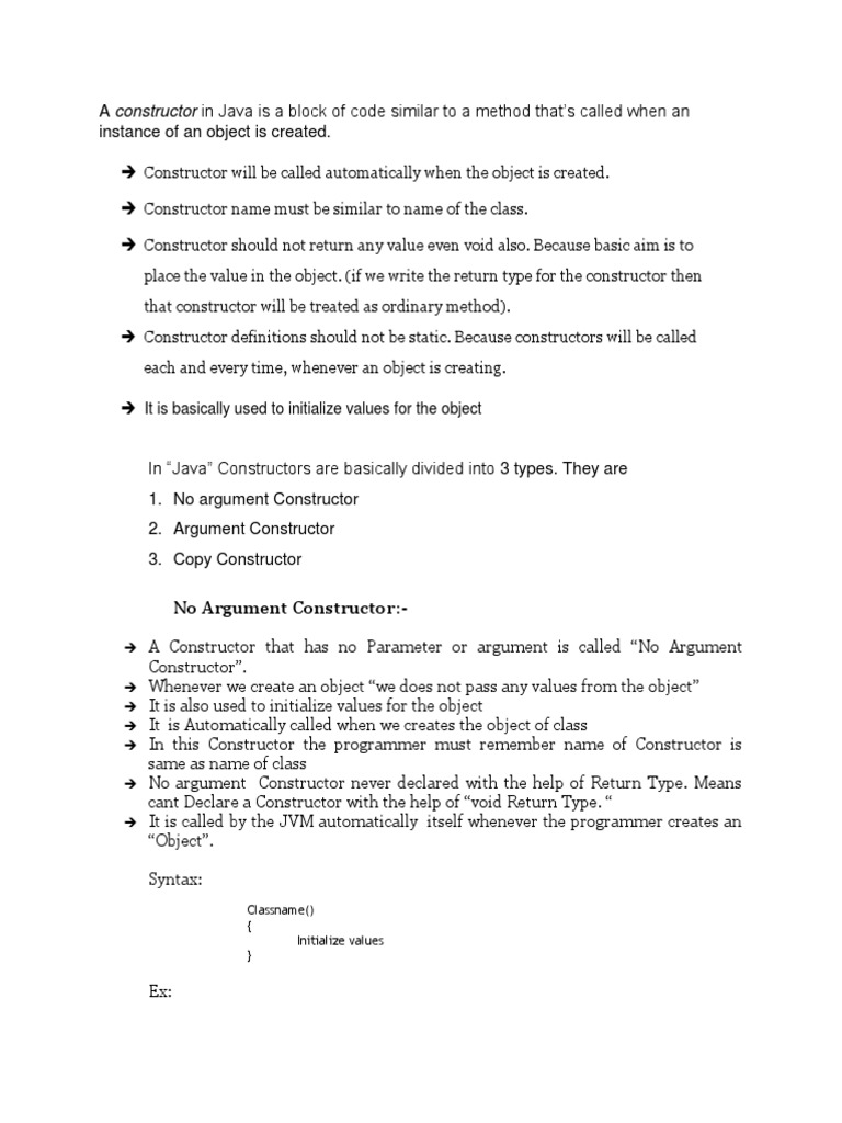 Constructors in Java | PDF | Constructor (Object Oriented Programming ...