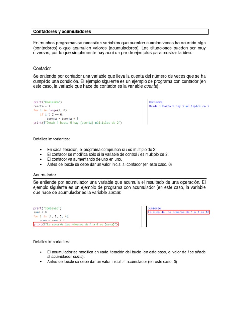 Contadores y Acumuladores | PDF