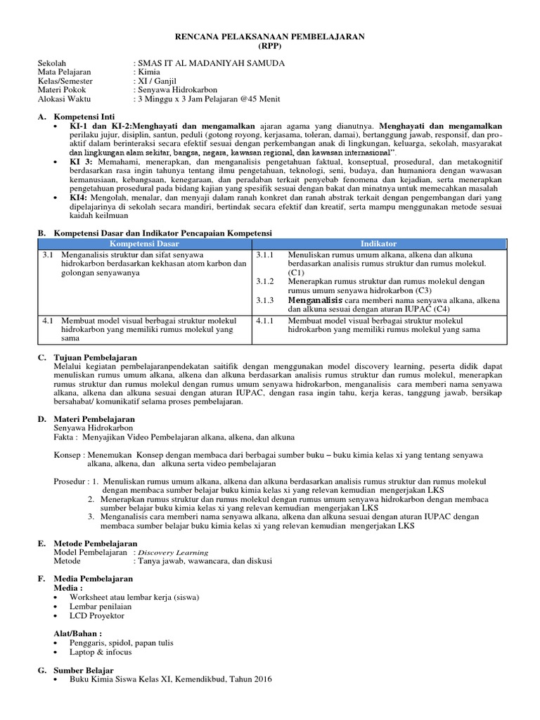 RPP Alkana Akena Dan Alkuna | PDF