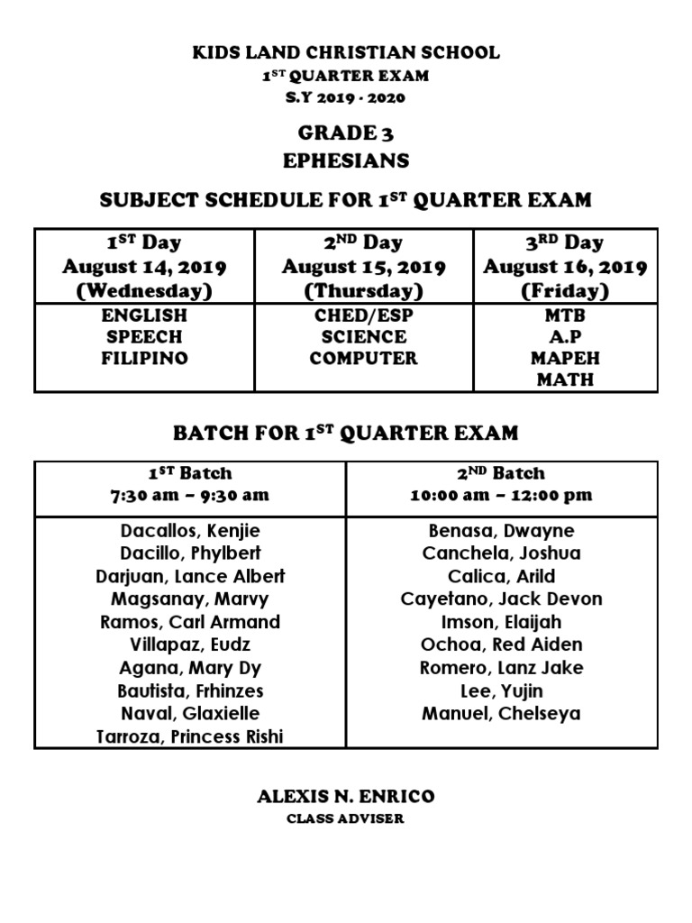 Batch Quarter Exam | PDF