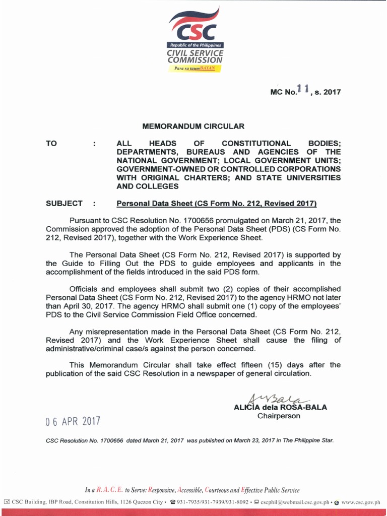 CSC Guidelines in Filling Out PDS PDF | PDF