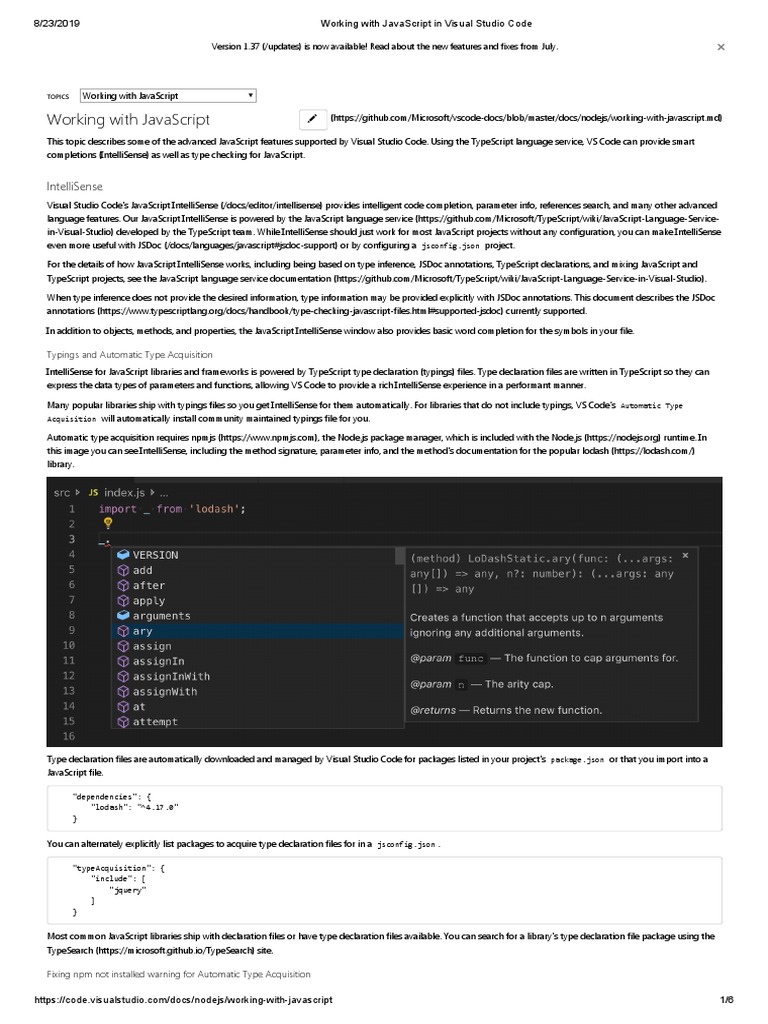 Working With JavaScript in Visual Studio Code | PDF | Json | Java Script