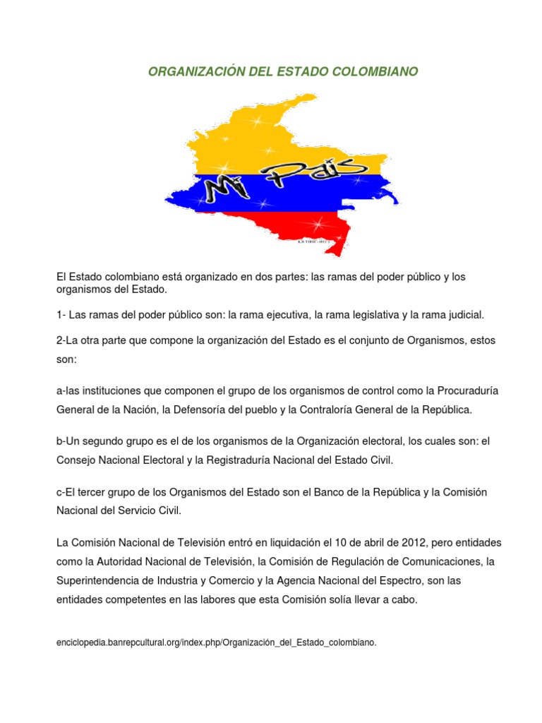 Estructura del Estado Colombiano | PDF | Política de colombia | Esfera ...