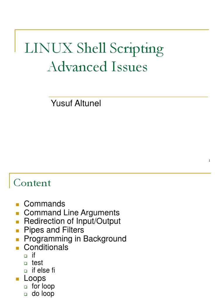 Linux Shell Scripting Advanced Pdf Control Flow Command Line Interface