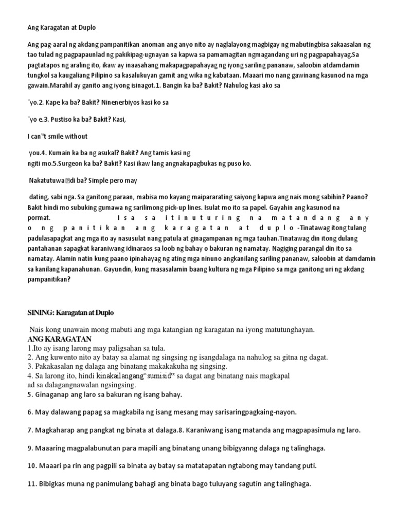 Ang Karagatan at Duplo | PDF