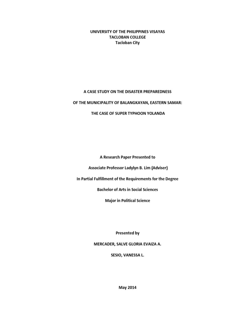 A Case Study On The Disaster Preparednes PDF | PDF | Emergency ...