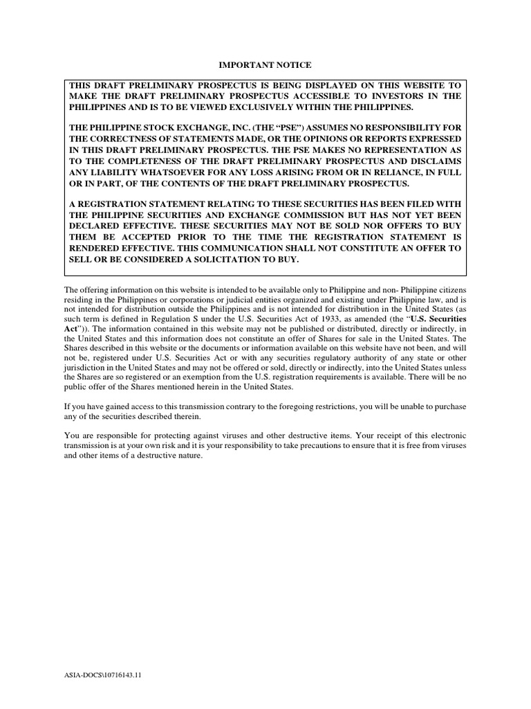 AllHome PSE IPO Prospectus | PDF | Securities Act Of 1933 | Stocks