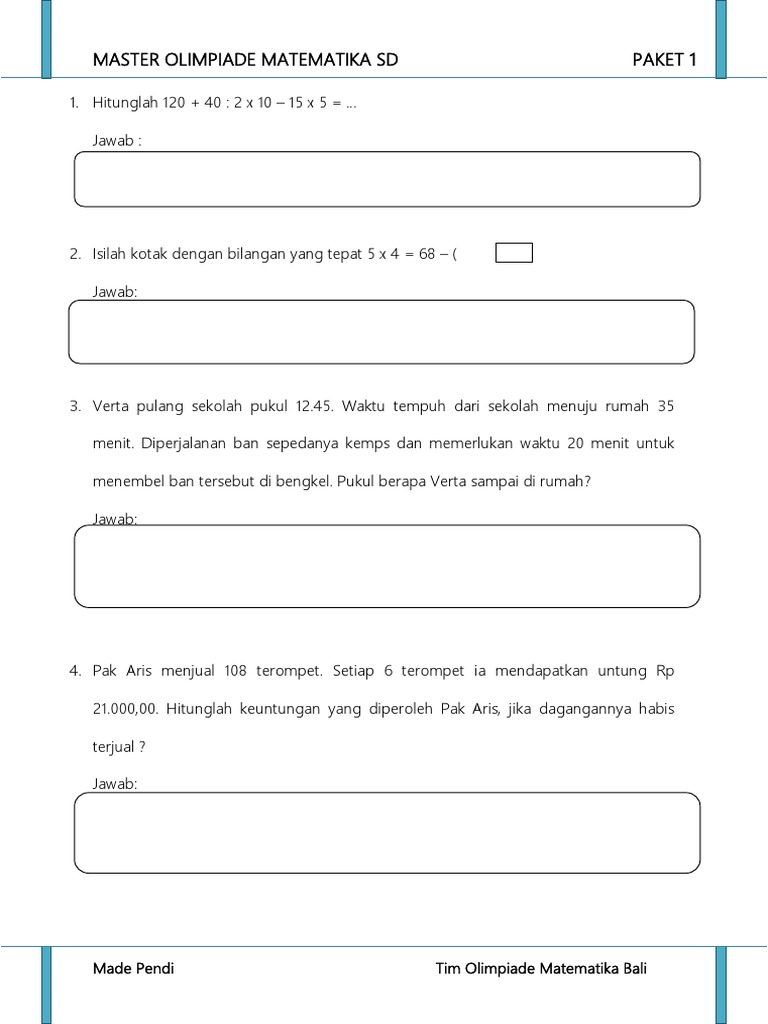 Master Olimpiade Matematika SD - Paket - 02 | PDF