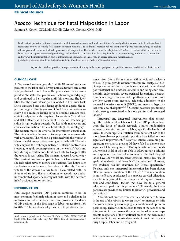 Rebozo Labour | PDF | Childbirth | Midwifery