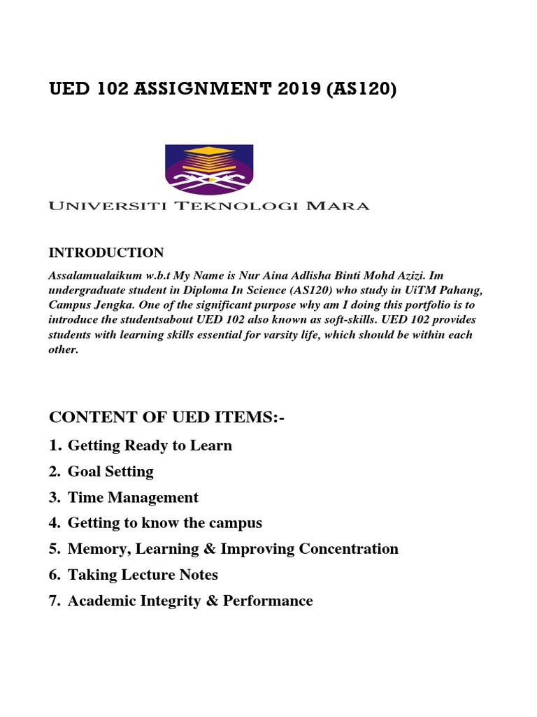 Ued 102 Assignment 2019 | PDF | Memory | Nervous System
