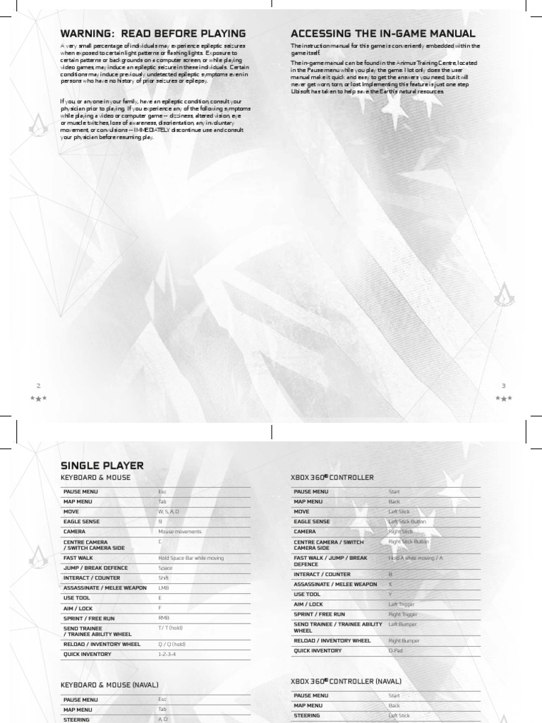 Accessing The In-Game Manual Warning: Read Before Playing | PDF ...