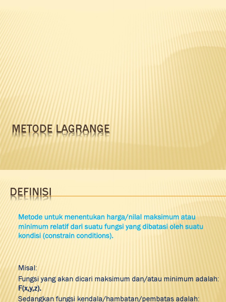 Metode Lagrange | PDF