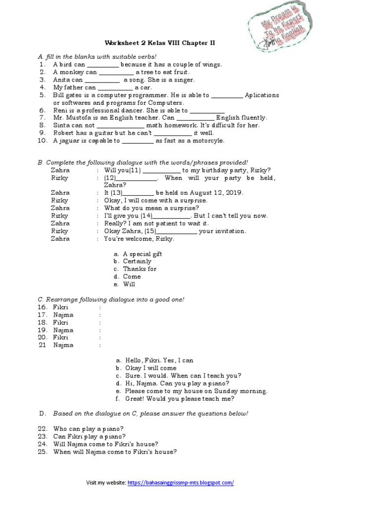 English Worksheet | PDF