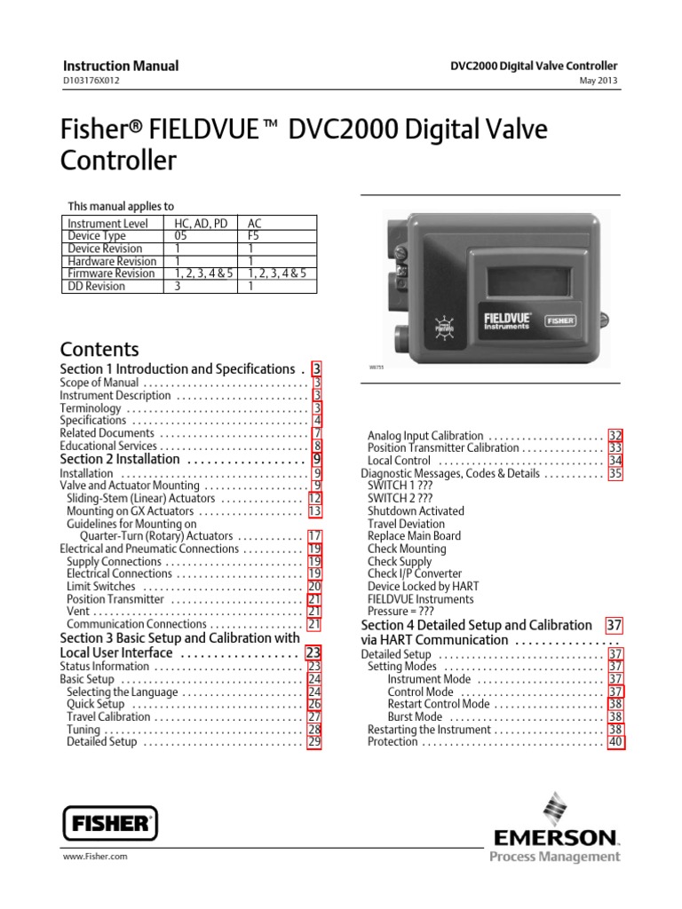 Fisher FIELDVUE DVC2000 Digital Valve Controller: Instruction Manual | PDF | Valve | Actuator