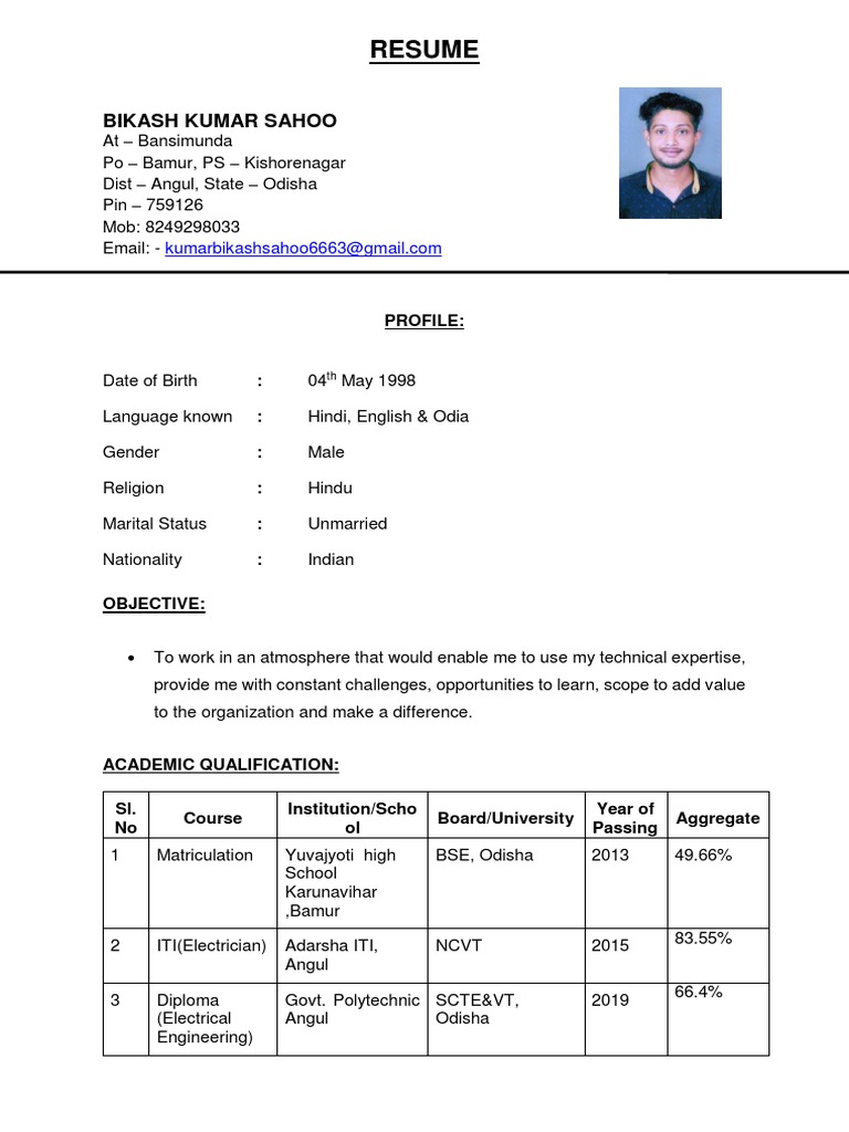 Resume: Bikash Kumar Sahoo | PDF