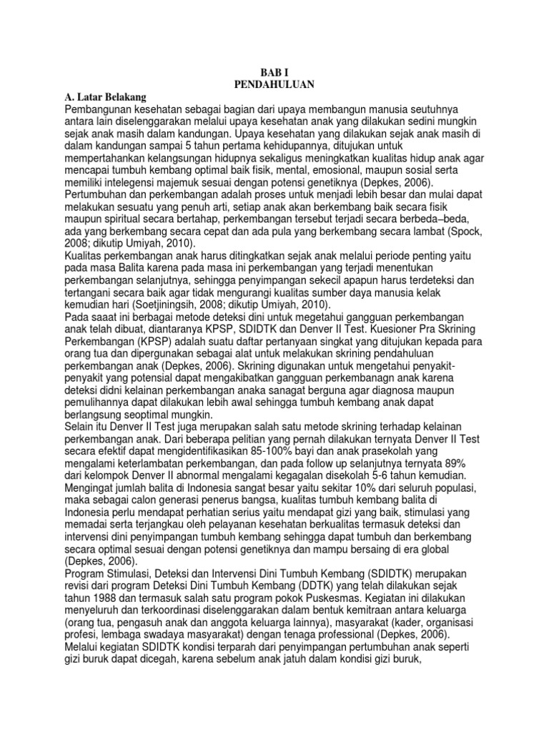 Skrining Perkembangan Anak: KPSP & Denver | PDF